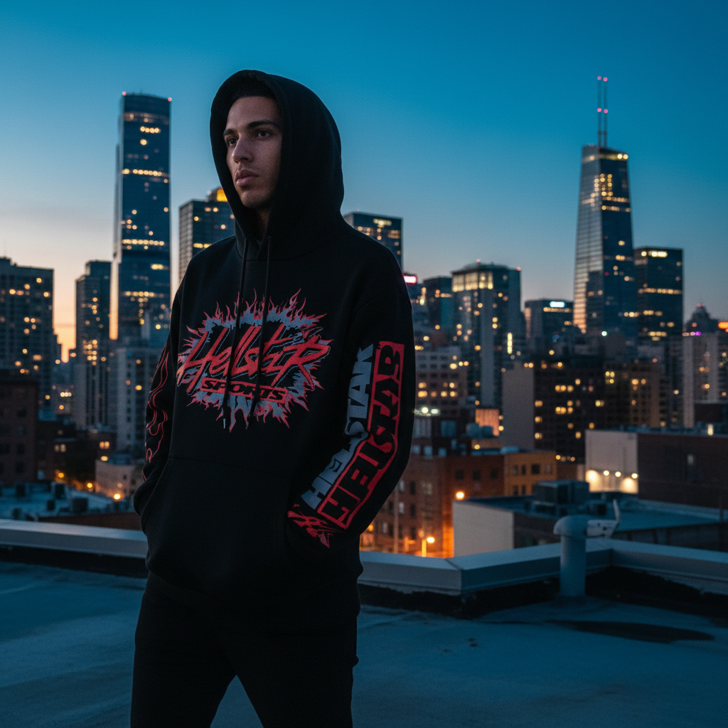 Hellstar Flame Hoodie Black - Red Fire Design Streetwear – HypeSYX
